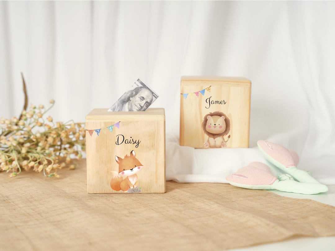 Personalized Money Box, Wooden Money Box, Money Box With Name, Piggy ...
