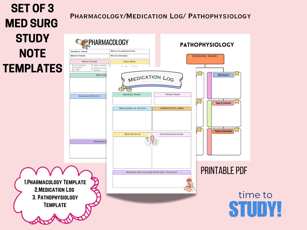 Med Surg Note Template, Student Nurse Templates, Pharmacology Notes ...