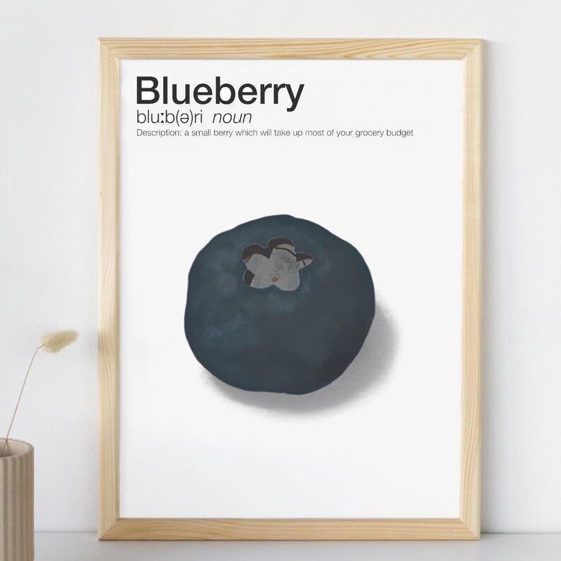 Blueberry Poster | Funny Caption | Toddler Parent Gift | Kitchen Decor ...