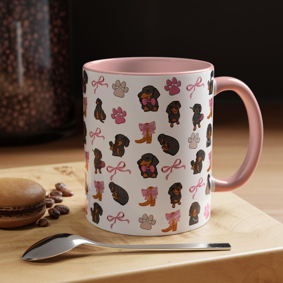 Cute Western Weiner Dog Mug, for the Coquette Dachshund Lover - Etsy