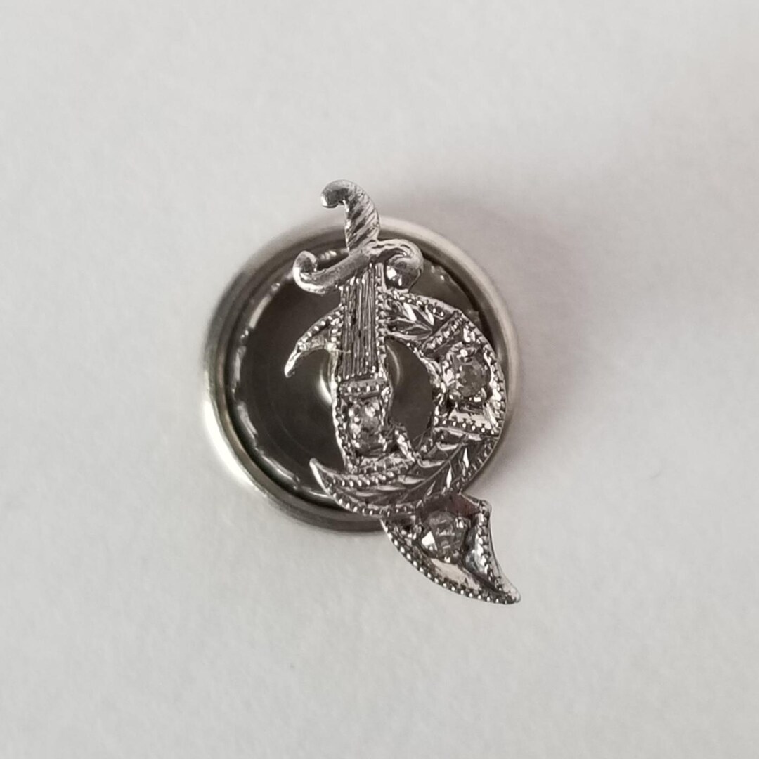 Diamond Accented Shriners Pin White Gold Masonic Scimitar Crescent ...