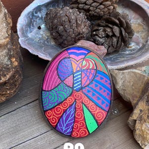 Colorful, Hand-painted Healing Stone - Peace Sign Design - Etsy