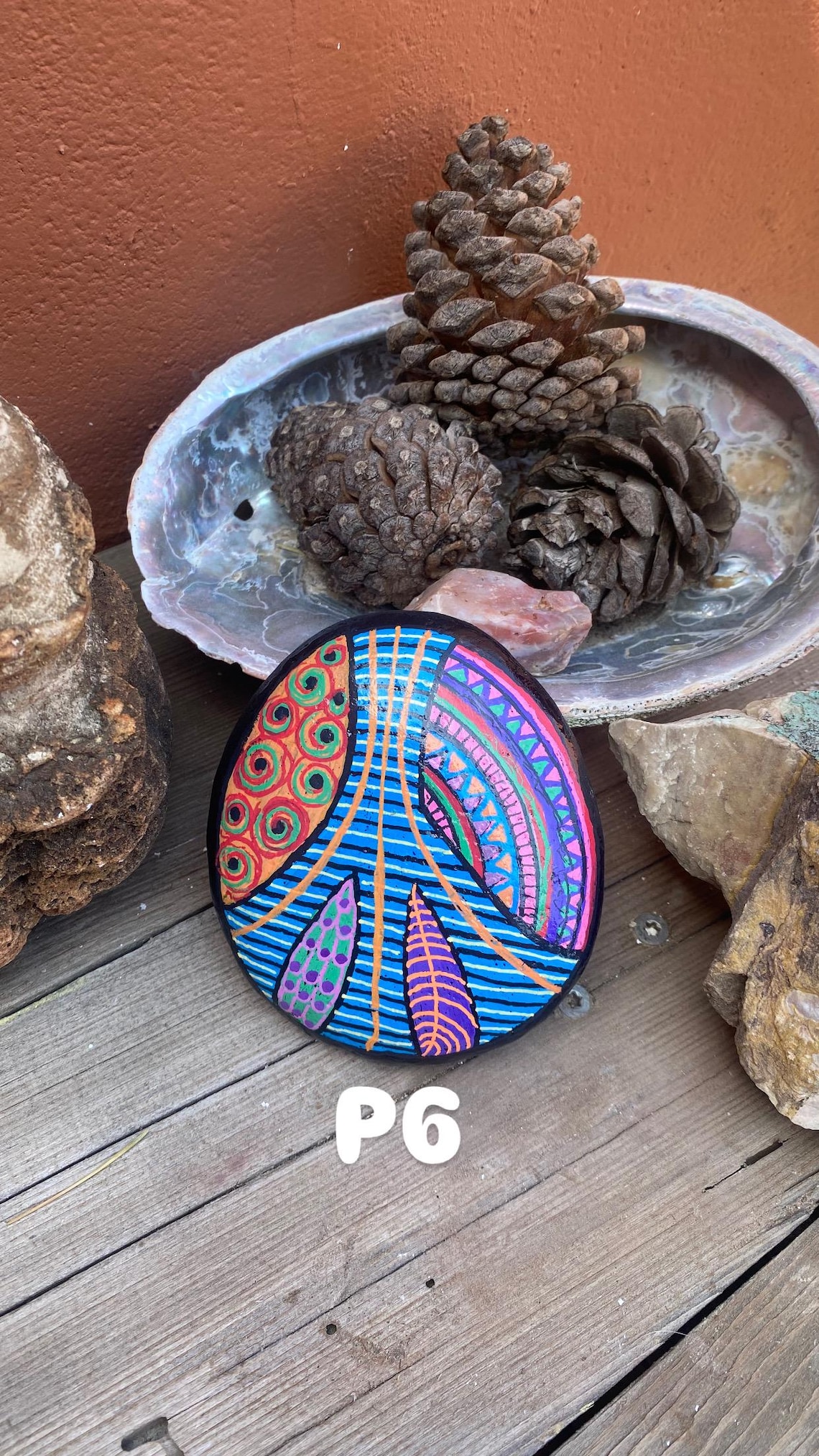 Colorful, Hand-painted Healing Stone - Peace Sign Design - Etsy