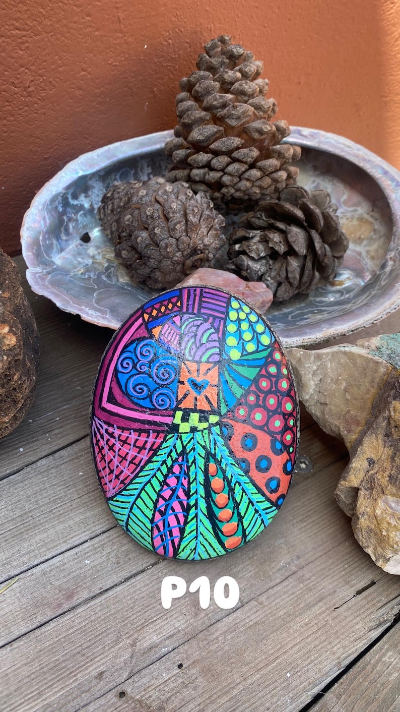 Colorful, Hand-painted Healing Stone - Peace Sign Design - Etsy