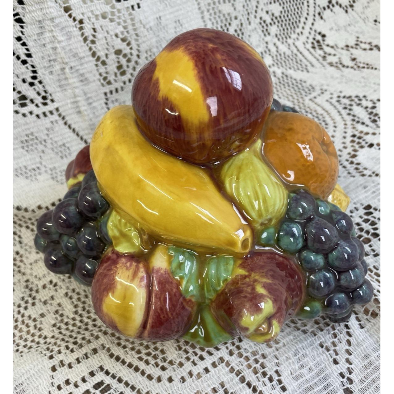Vtg Ceramic Fruit Centerpiece MCM Beautiful EUC Apple Banana Grapes ...