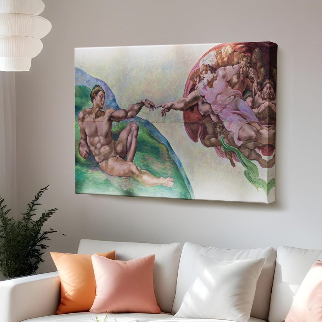 Creation of Adam With Outstretched Hands Canvas Painting, Adam's Hand ...