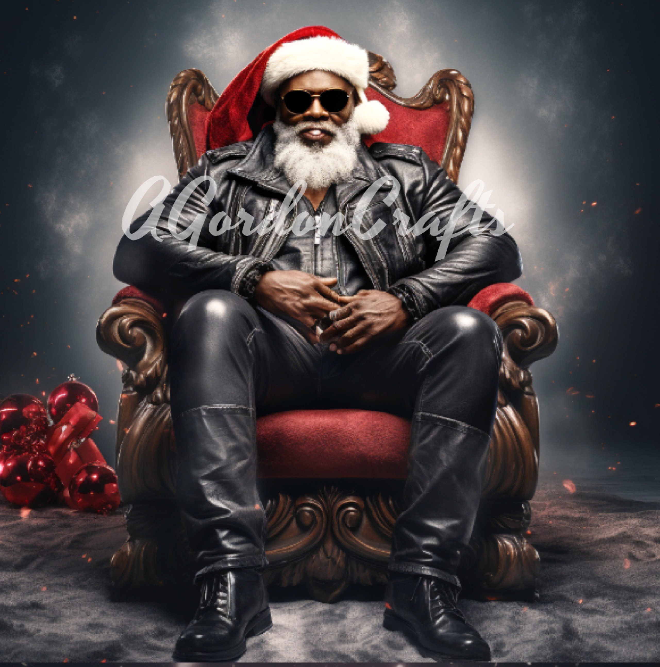 Modern Black Santa Claus Trendy Holiday Digital Art JPG - Etsy