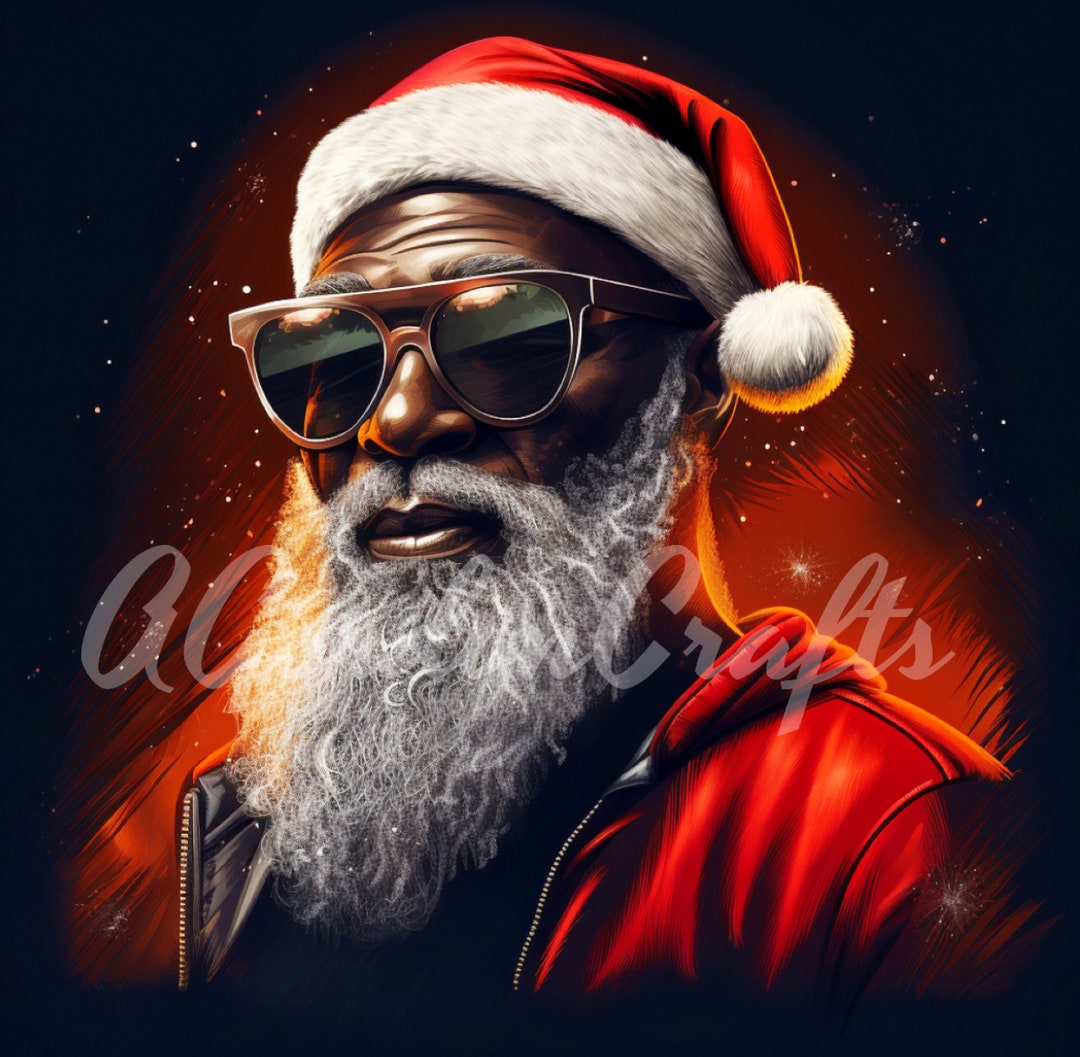 Digital Download: Modern Trendy Black Santa Claus - Festive Holiday ...