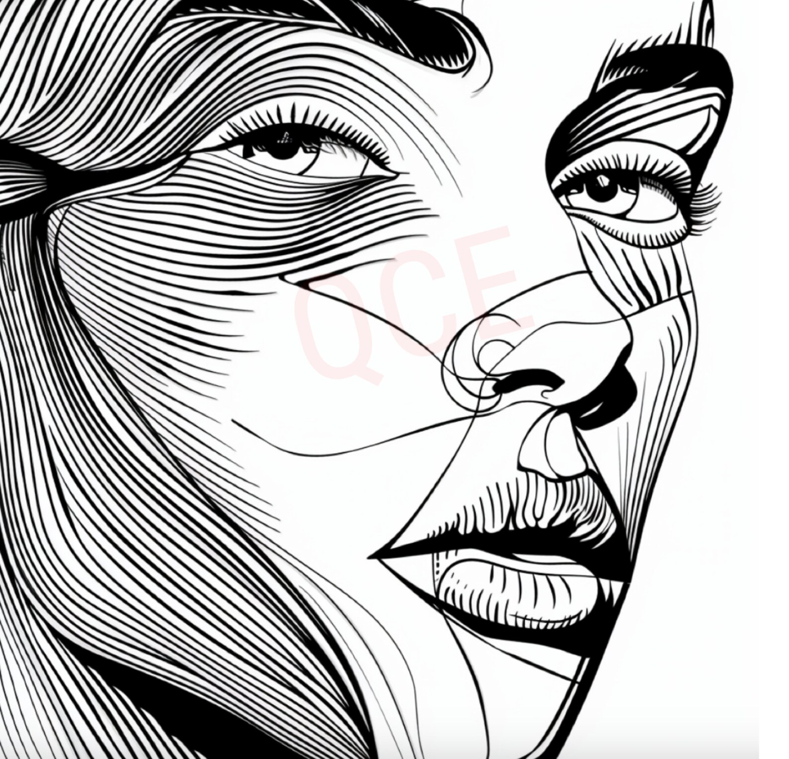 Abstract Line Art Portrait, Modern Wall Decor, Instant Digital Download ...
