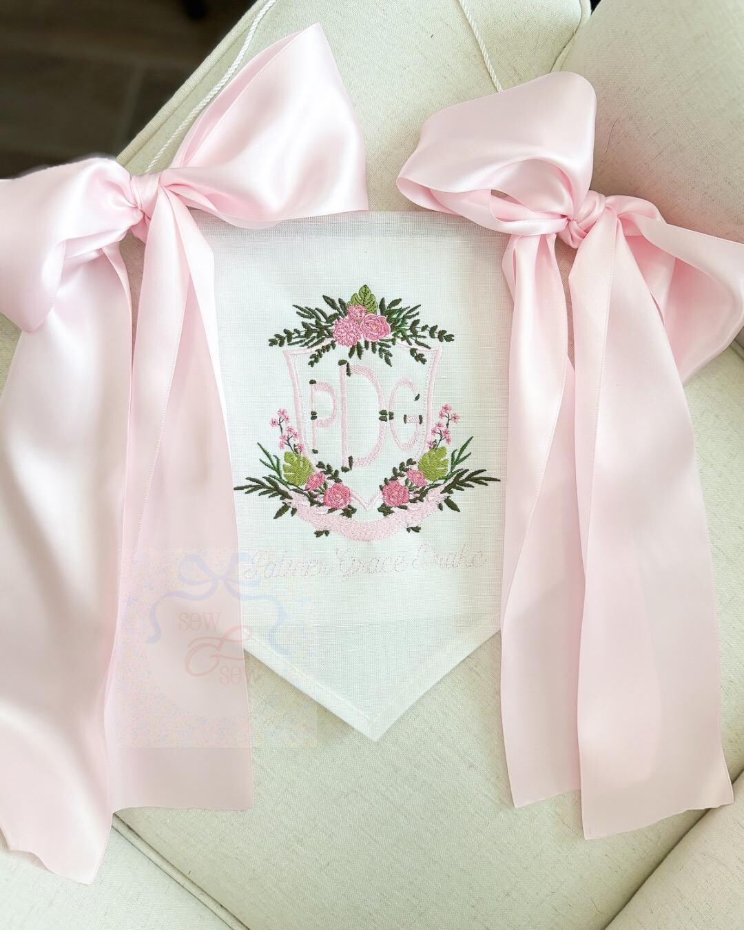 Personalized Embroidered Bespoke Banner | Custom Monogram | Baby Shower ...