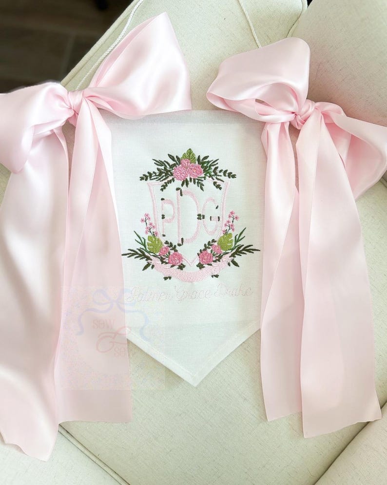 Personalized Embroidered Bespoke Banner | Custom Monogram | Baby Shower ...