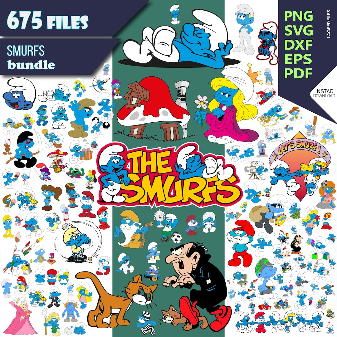 Smurfs Svg Bundle, Smurfs Png, Clipart Files, Smurfs Font, Smurfs ...