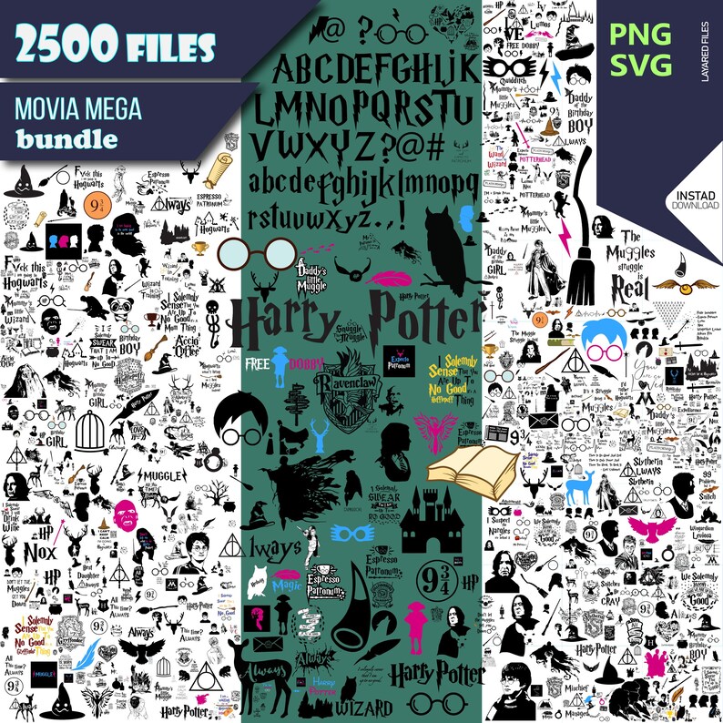 Movie Mega SVG Bundle, Harry Potter SVG Bundle, Magic Wizard Svg ...