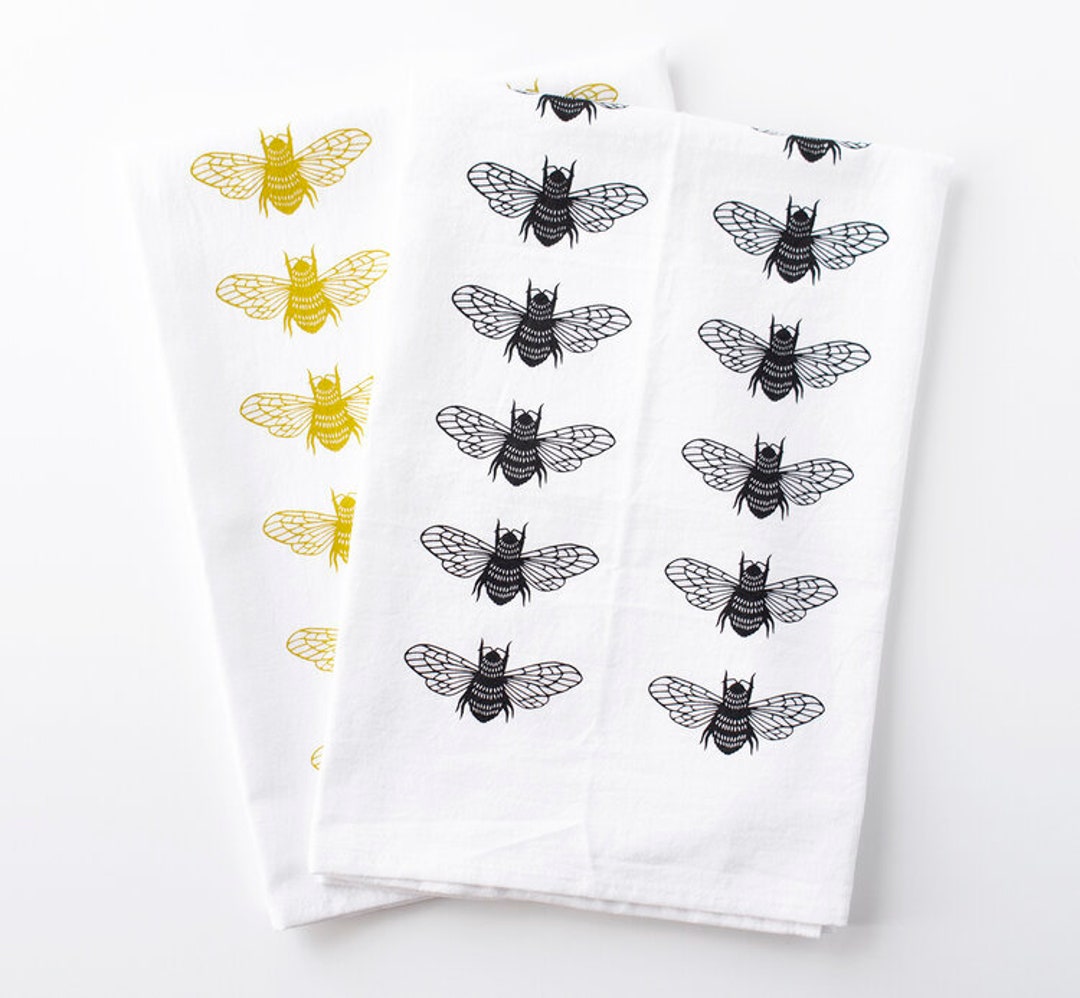 Bees Kitchen Towel Set, Bees Flour Sack Towels, Bees Tea Towels, Garden ...