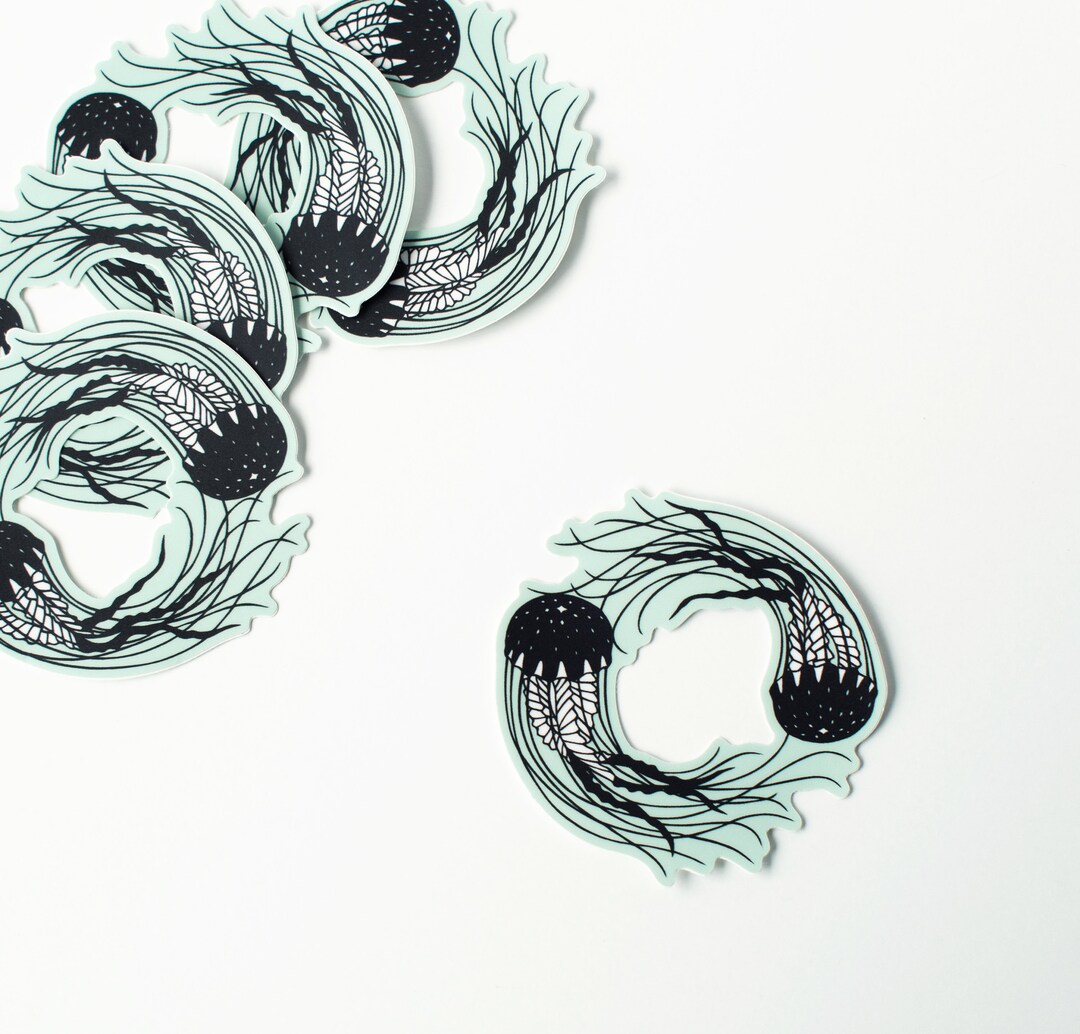 Jellyfish Sticker, Waterproof Jellyfish Sticker, Stocking Stuffer ...