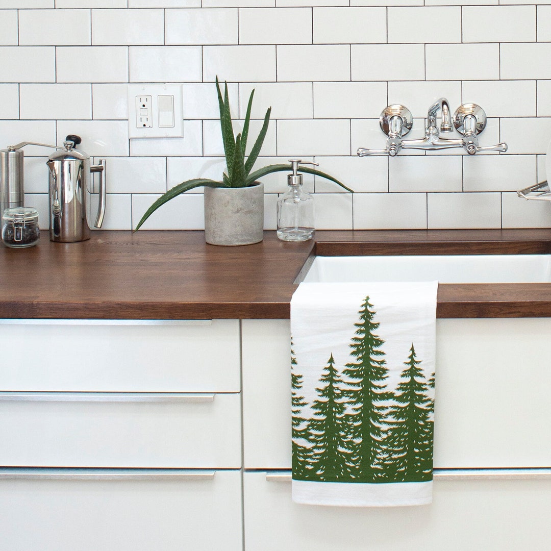 Set of Two Tree Flour Sack Towels, Tree Tea Towels, Tea Towel Set, Hand ...