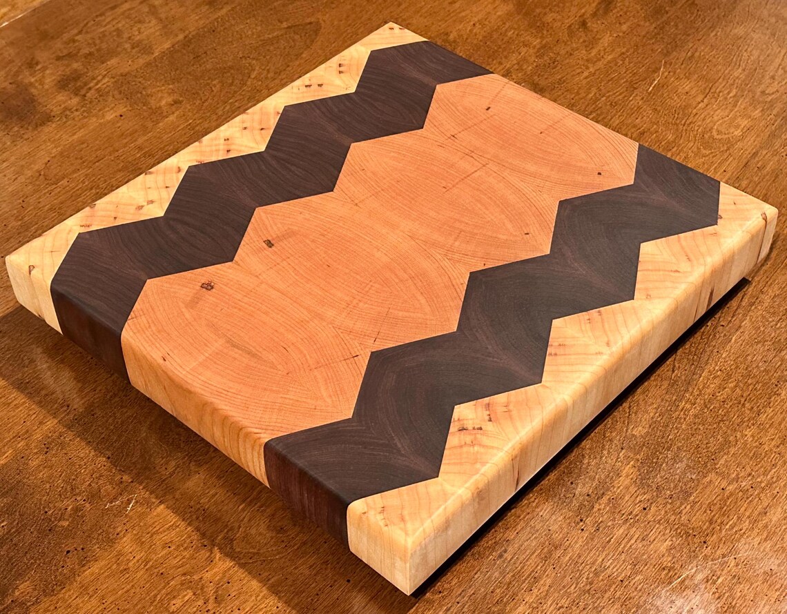 Handcrafted End-grain Walnut, Maple, and Cherry Cutting Board With ...