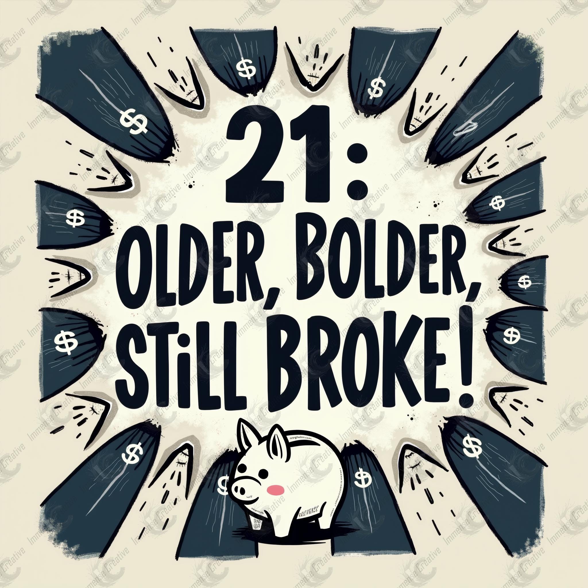 Older Bolder Broke Image SVG PNG Transparent Background - 21st Birthday ...