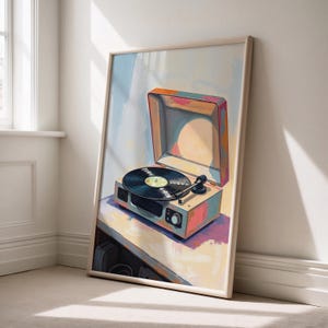 Vinyl Player Art | Retro Music Print | Music Lover Gift | Printable ...