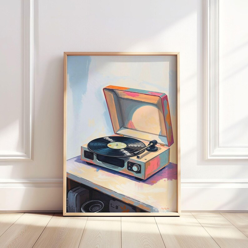 Vinyl Player Art | Retro Music Print | Music Lover Gift | Printable ...