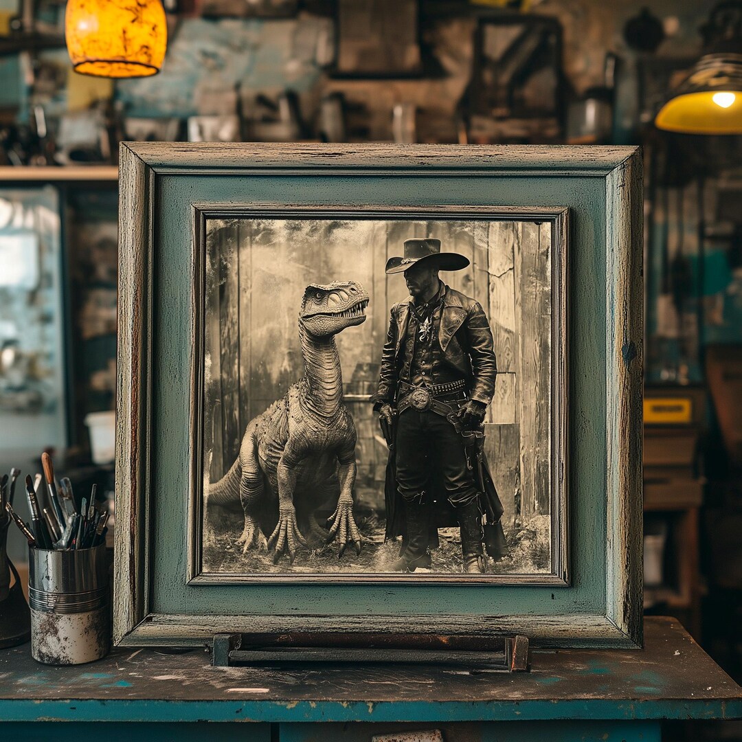 Dinosaur Cowboy #1 - Western Jurassic, Vintage Photography, Surreal ...