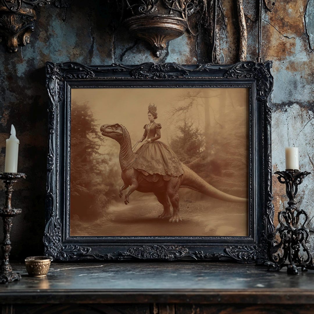Dinosaur Queen Victoria Photo - Surrealist Wall Art, Victorian Dinosaur ...
