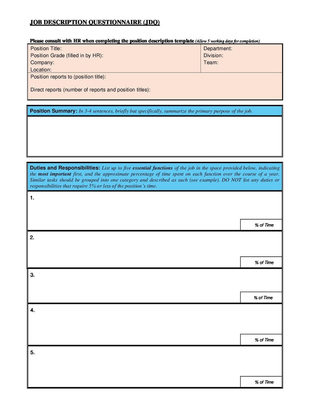 Guided Job Description Questionnaire - Etsy