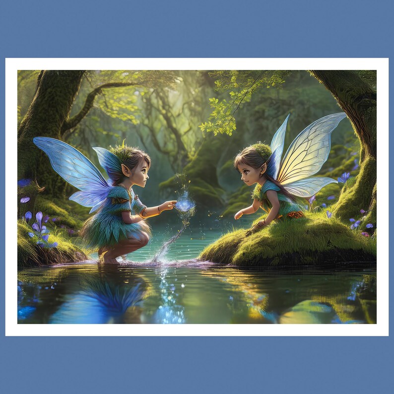 THE FAIRY GLEN - Magical Fairies in a Woodland , Digital Wall Art Print ...