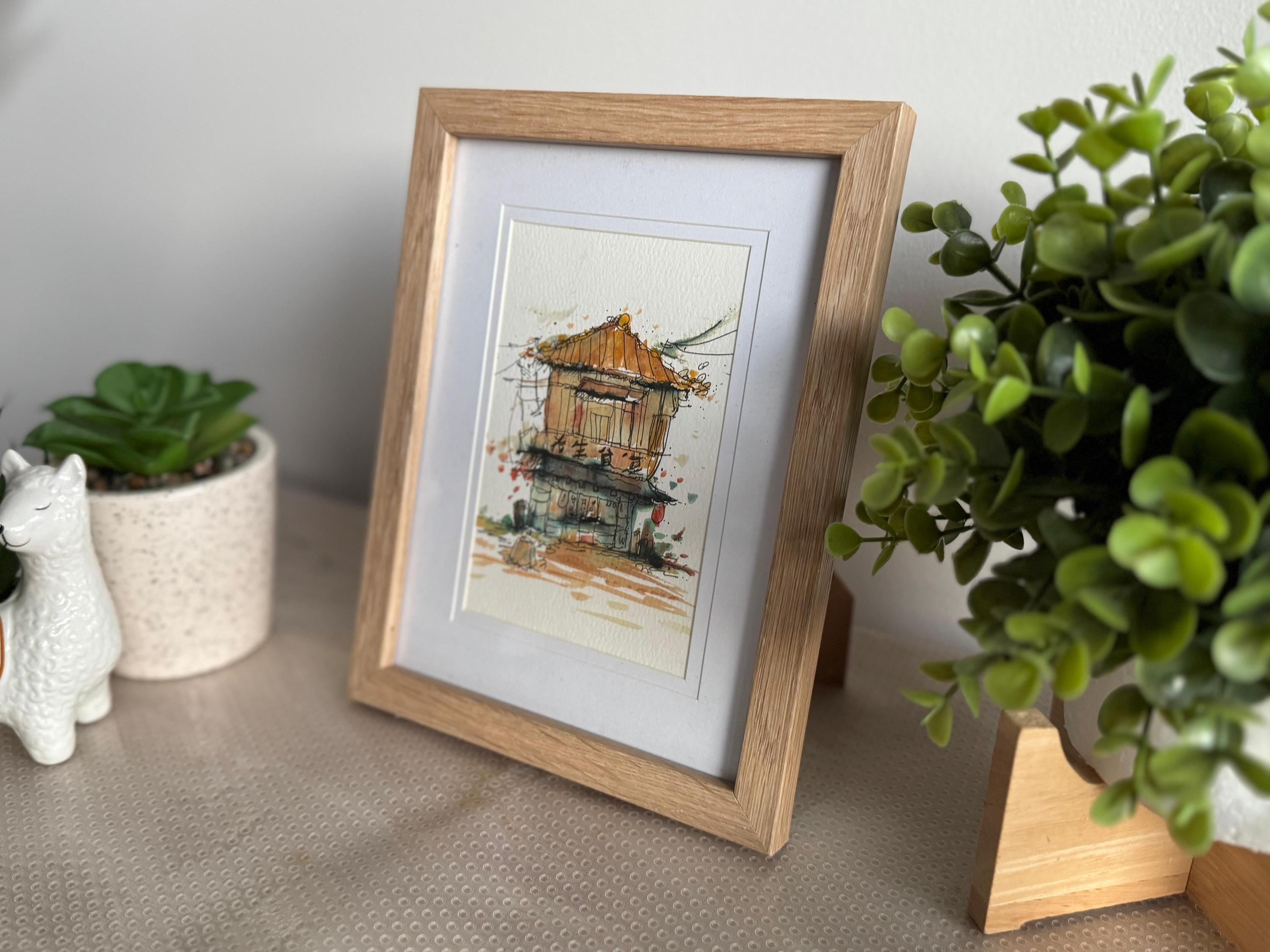 Watercolour Architecture Painting - Japanese Asian Storefront Print ...
