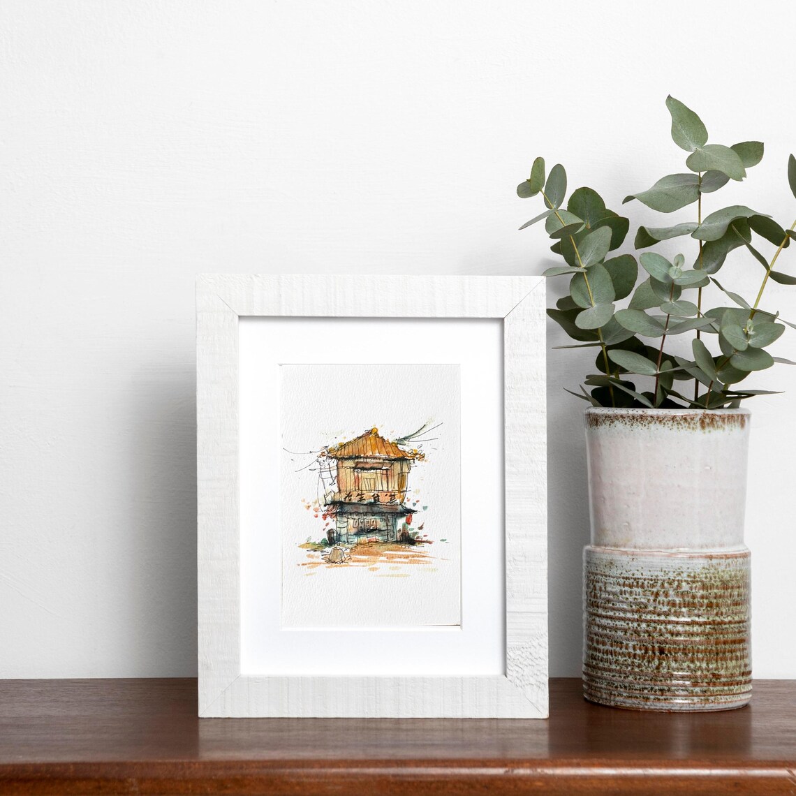 Watercolour Architecture Painting - Japanese Asian Storefront Print ...