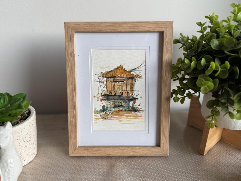 Watercolour Architecture Painting - Japanese Asian Storefront Print ...
