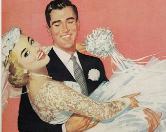 Vintage Bride Groom Illustration