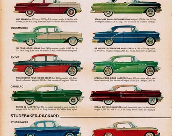 Vintage mid century classic american car catalog illustration | Etsy