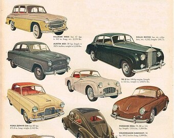 Vintage mid century classic american car catalog illustration | Etsy