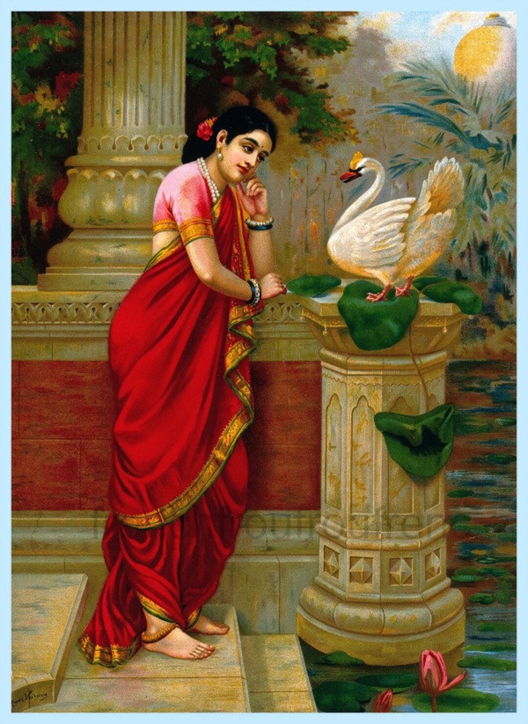 Antique Victorian Hindu Mythology Illustration Beautiful Hindu Woman ...