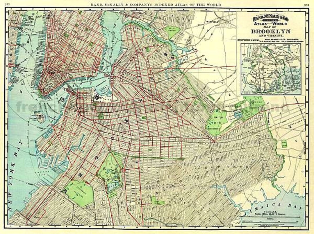 Antique Colored Map of Brooklyn New York 1897 Digital Download - Etsy