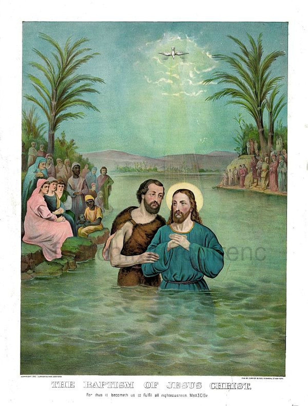 Baptism of Jesus Christ Antique Illustration Digital Download - Etsy