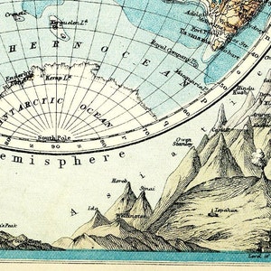 Antique Victorian Map of the World Lithograph Art Poster Digital ...