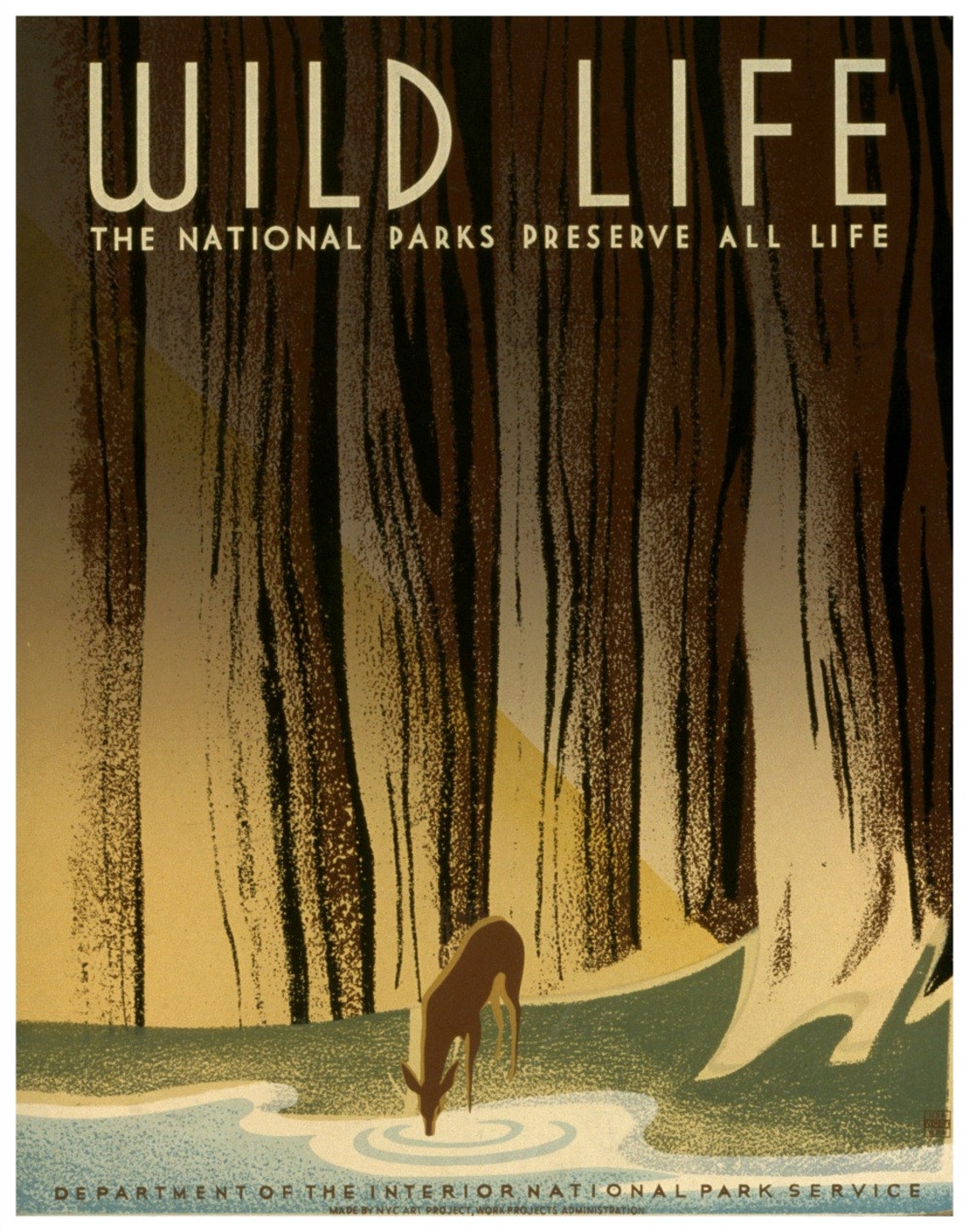 Vintage Art Deco Poster National Parks Preserve Wild Life - Etsy