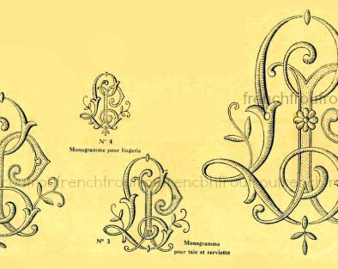 Antique French Victorian Monogram Letters L P Digital Download - Etsy
