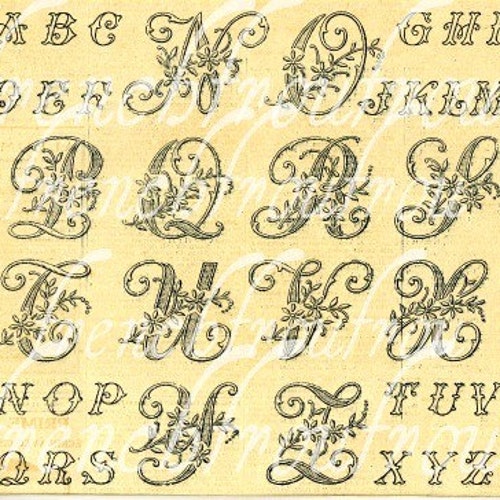 Set of 26 scroll letters font machine embroidery design | Etsy