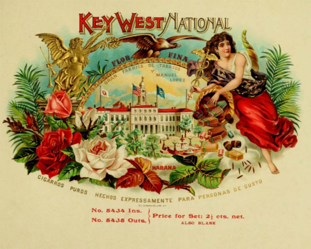 Antique Victorian Cigar Label Key West Florida Illustration Pinup ...