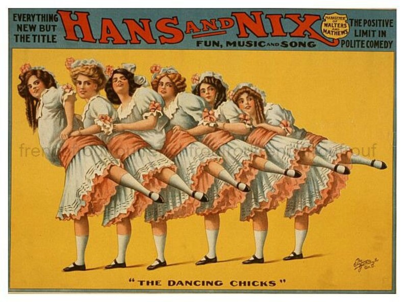 Antique victorian musical comedy poster the dancing chorus | Etsy