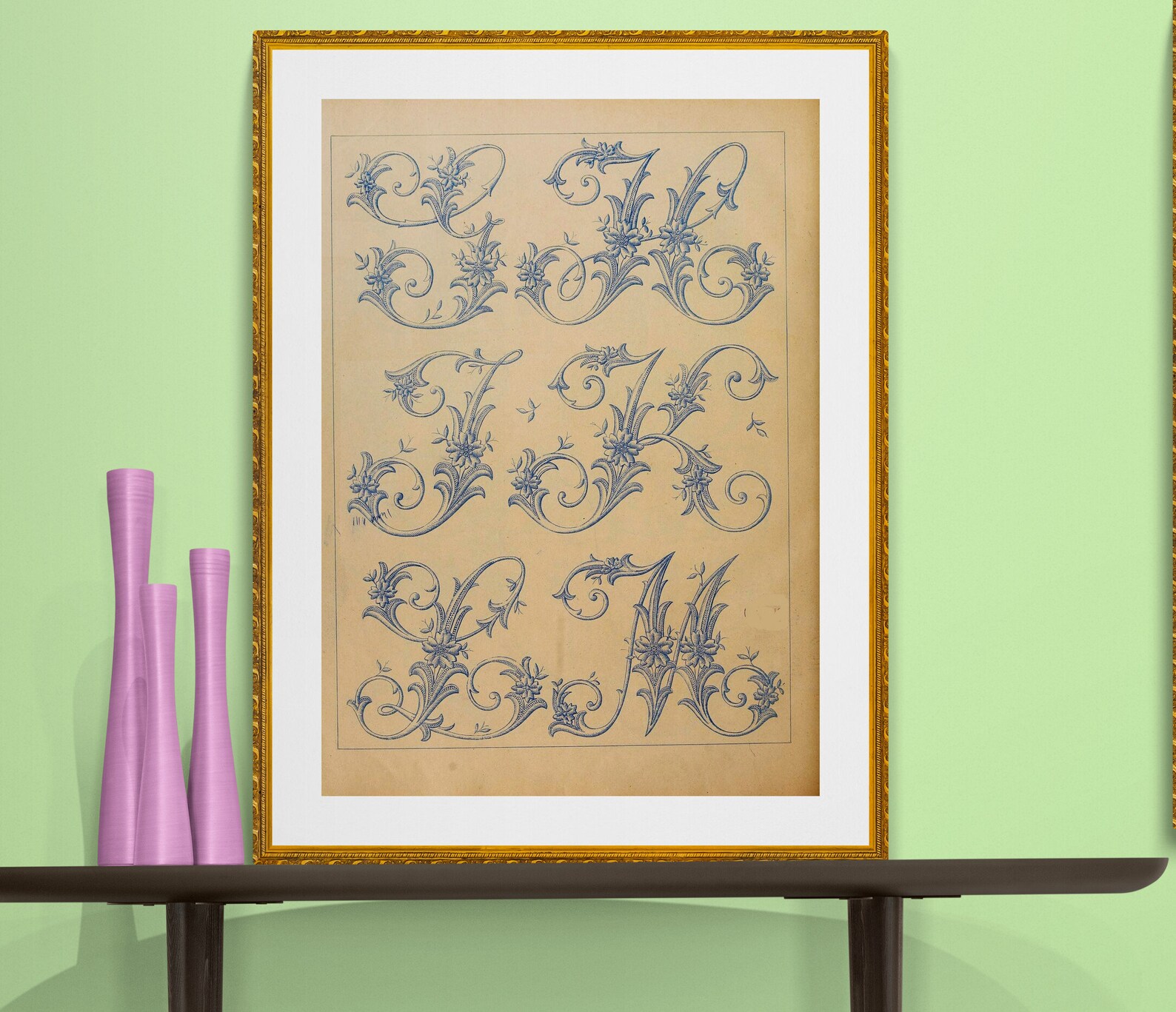 Complete HAND EMBROIDERY Alphabet Leaves Pattern Antique - Etsy