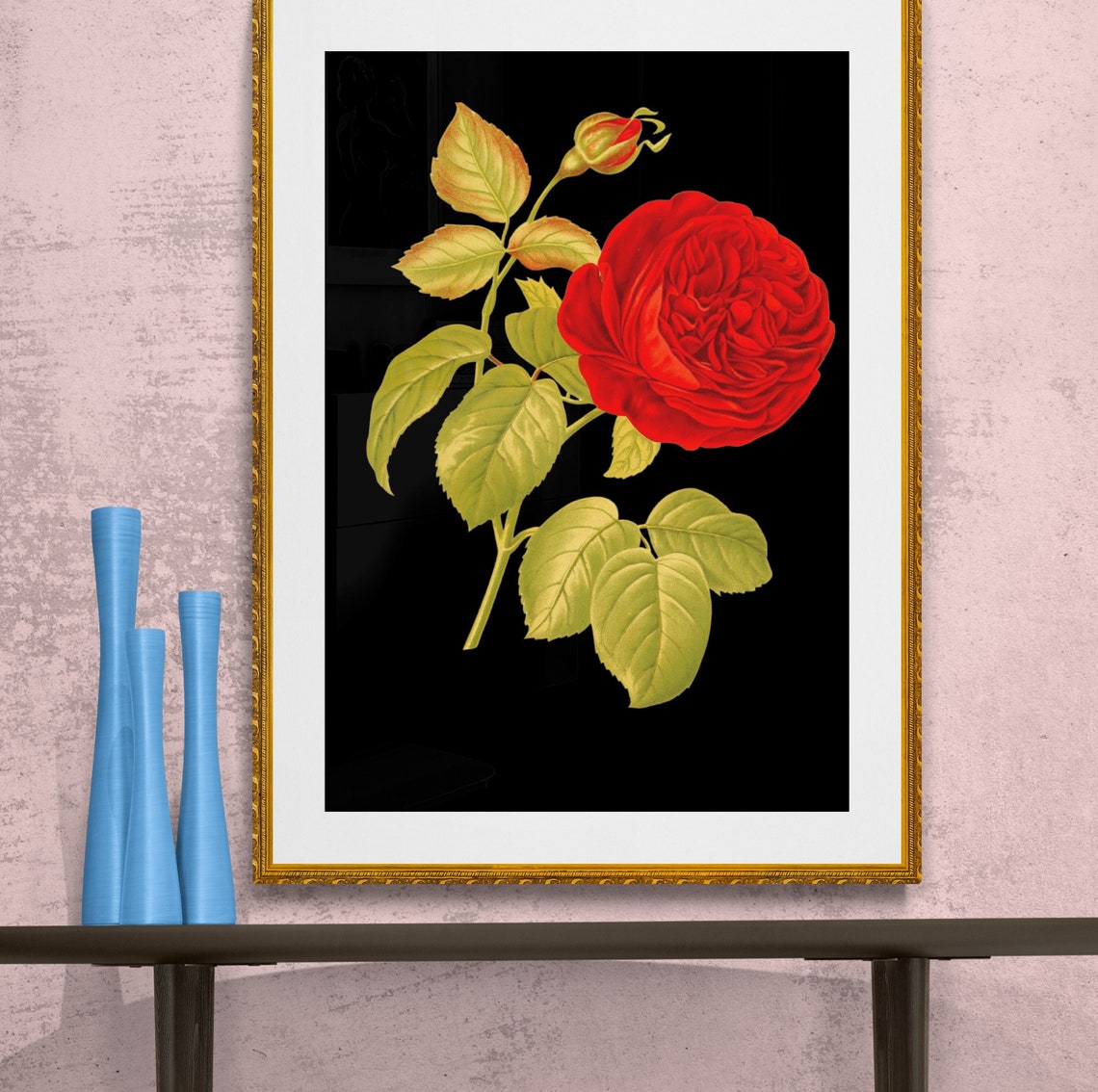 Red Rose Charles Lefevre Antique French Botanical - Etsy