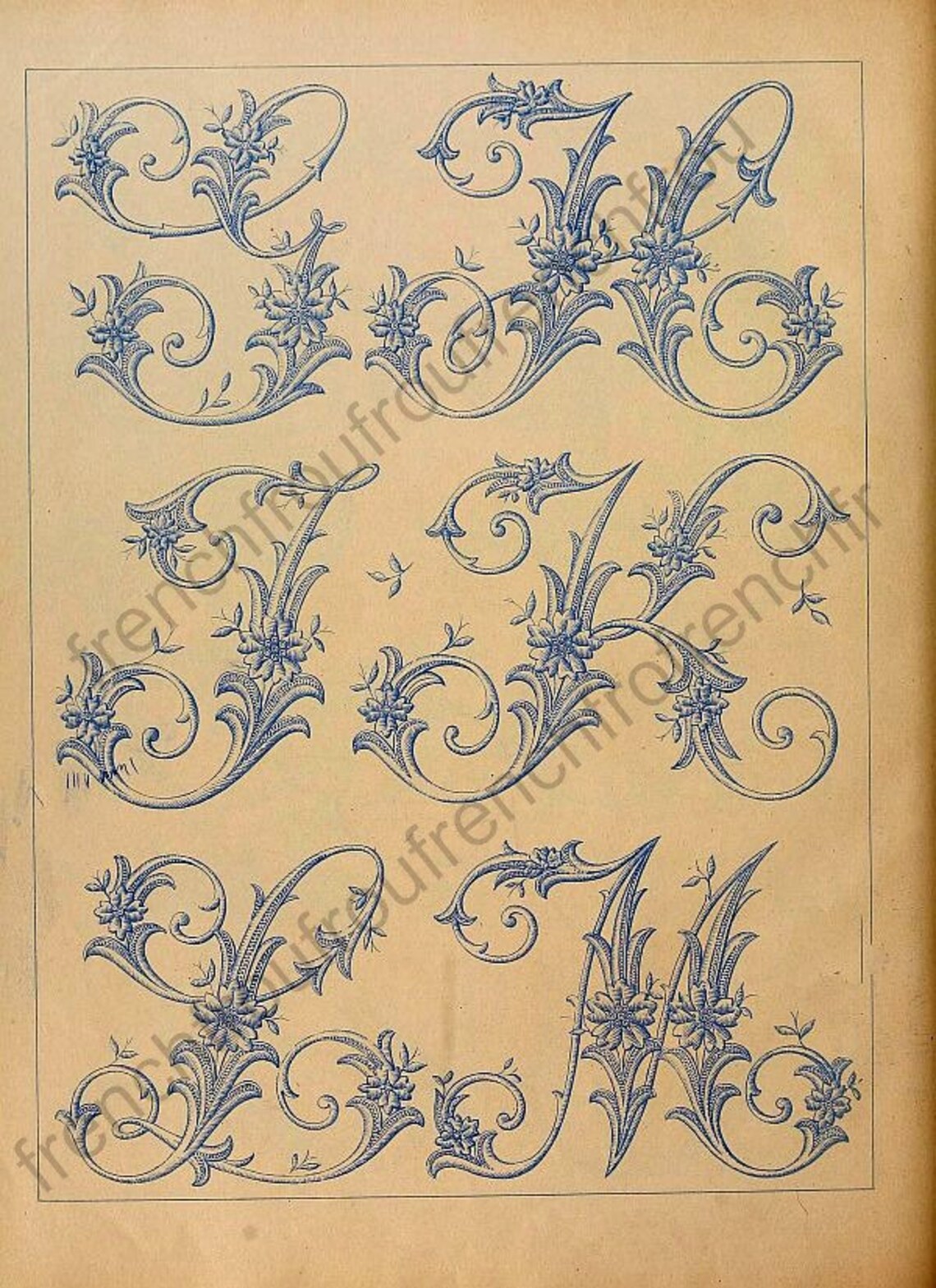Antique French Victorian Alphabet Letters Embroidery Pattern ...