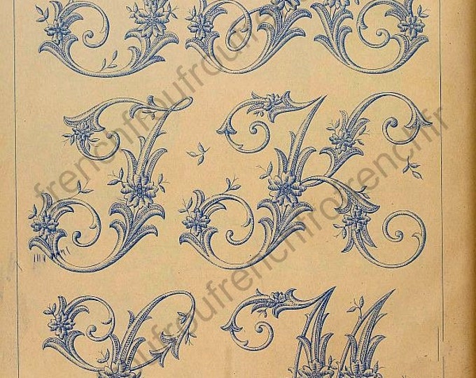 Antique French Victorian Alphabet Letters Embroidery Pattern ...