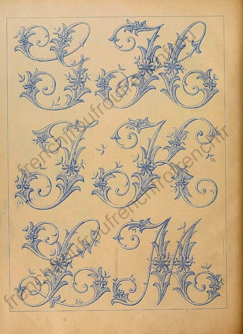 Antique French Victorian Alphabet Letters Embroidery Pattern ...