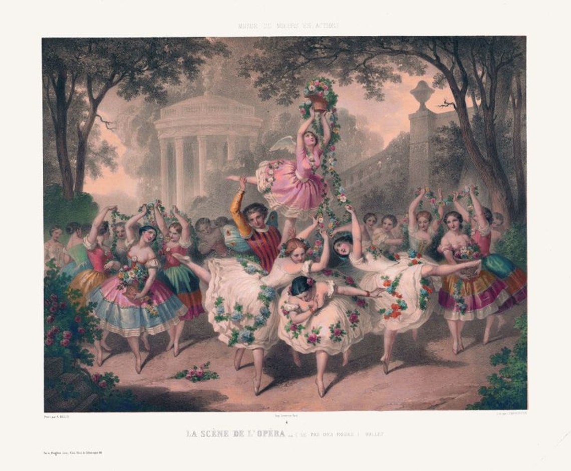 Antique French Ballet Illustration Opera De Paris Le Pas De | Etsy