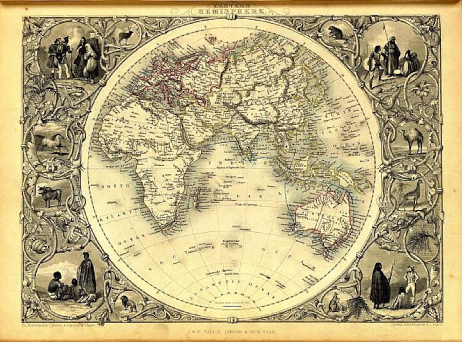 Antique Illustrated Map Australia 1860 Lithograph Digital | Etsy